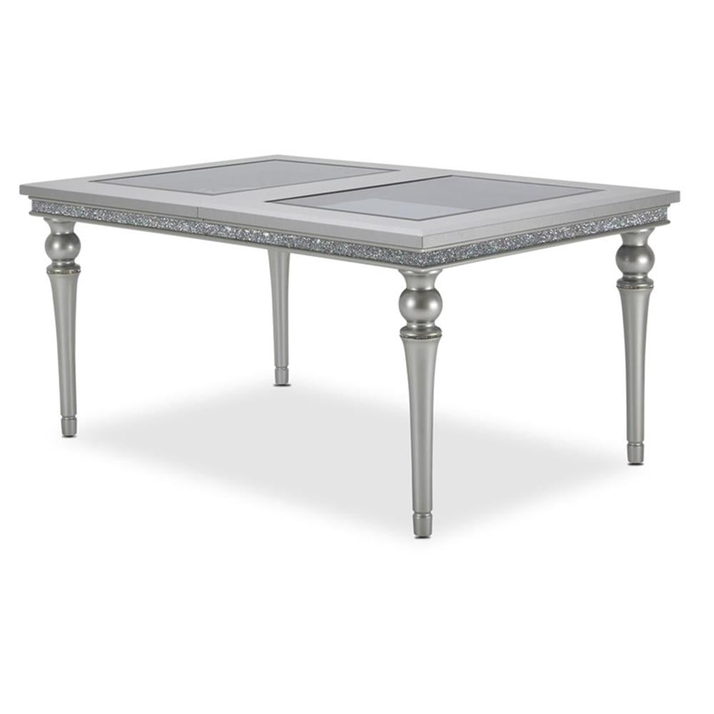 Michael Amini Melrose Plaza Rectangular Vinyl Dining Table in Dove Gray ...