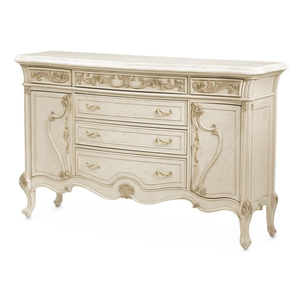 Michael Amini Platine de Royale Marble and Wood Sideboard - Champagne ...