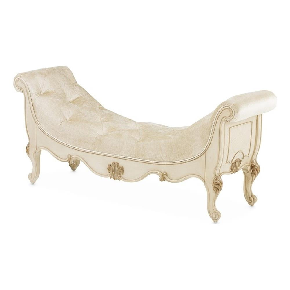 Michael Amini Platine de Royale Velvet Accent Bench - Champagne Ivory ...