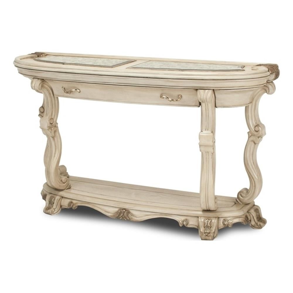 Michael Amini Platine de Royale Wood Console Table - Champagne Ivory - Walmart.com