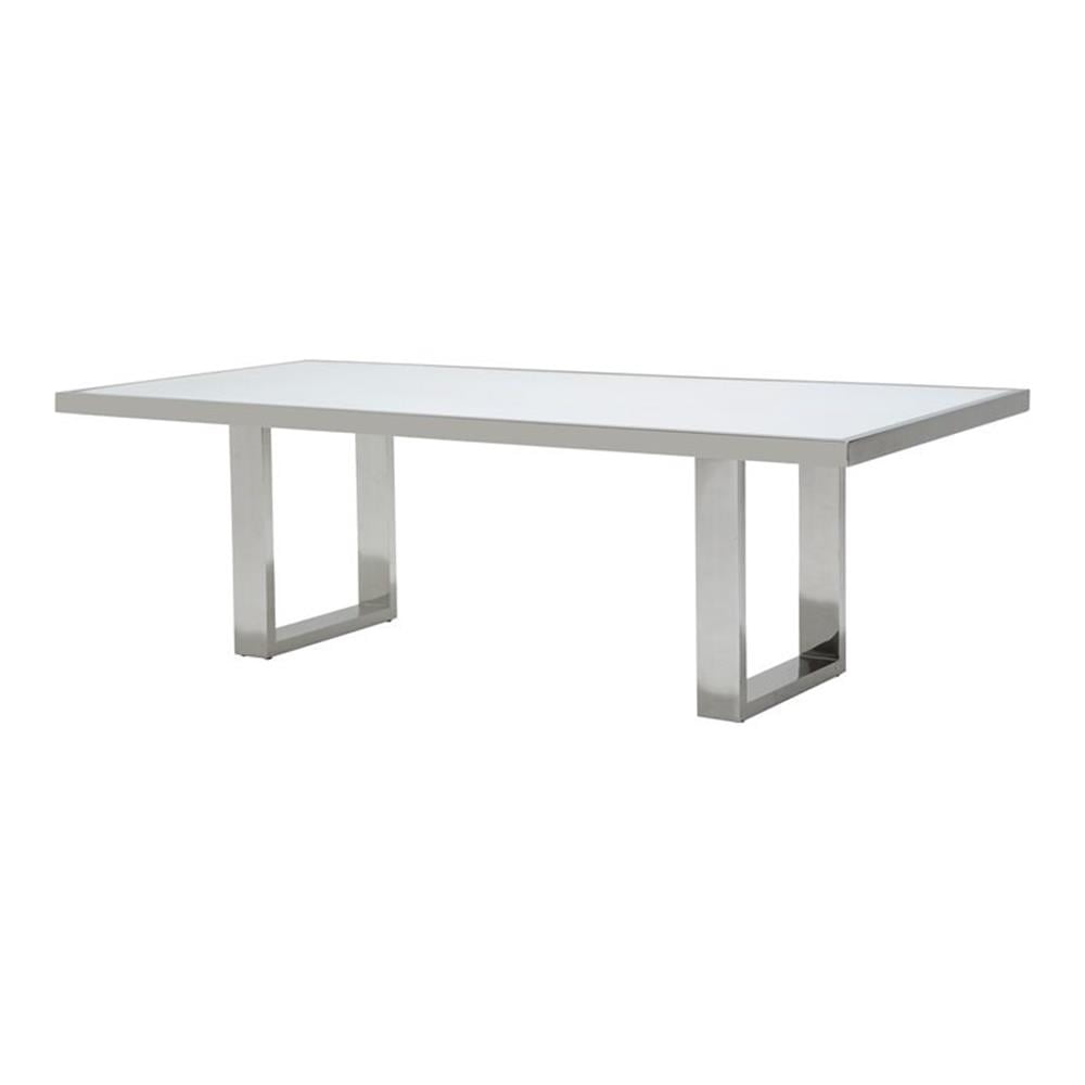 Michael Amini State St. Stainless Steel & Glass Dining Table in Off ...