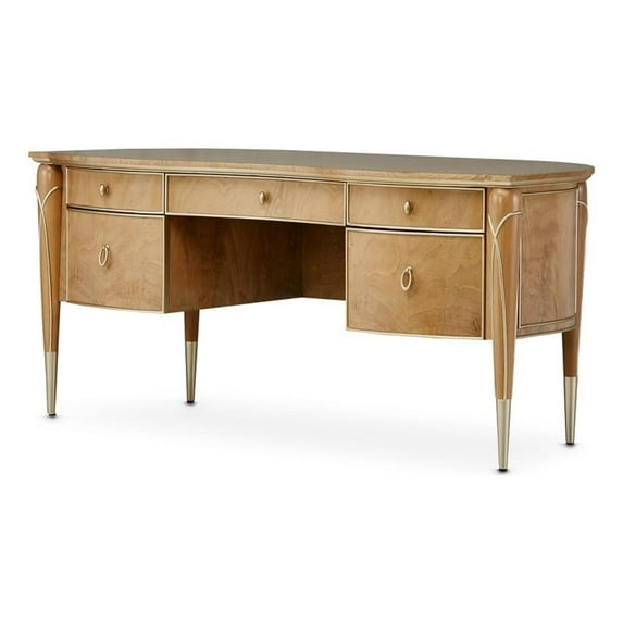 Michael Amini Villa Cherie Wood Desk - Caramel - Walmart.com