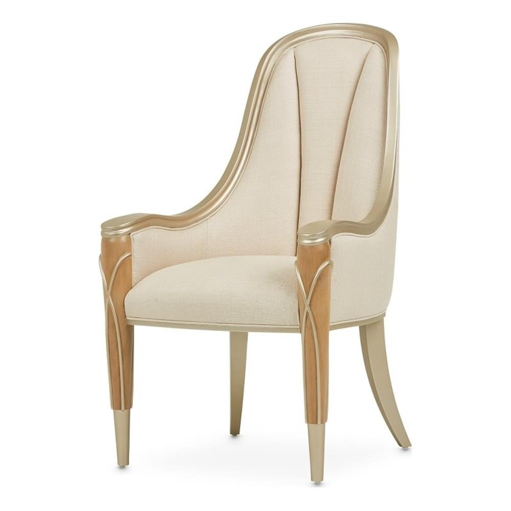 Michael Amini Villa Cherie Wood & Fabric Dining Arm Chair - Caramel ...