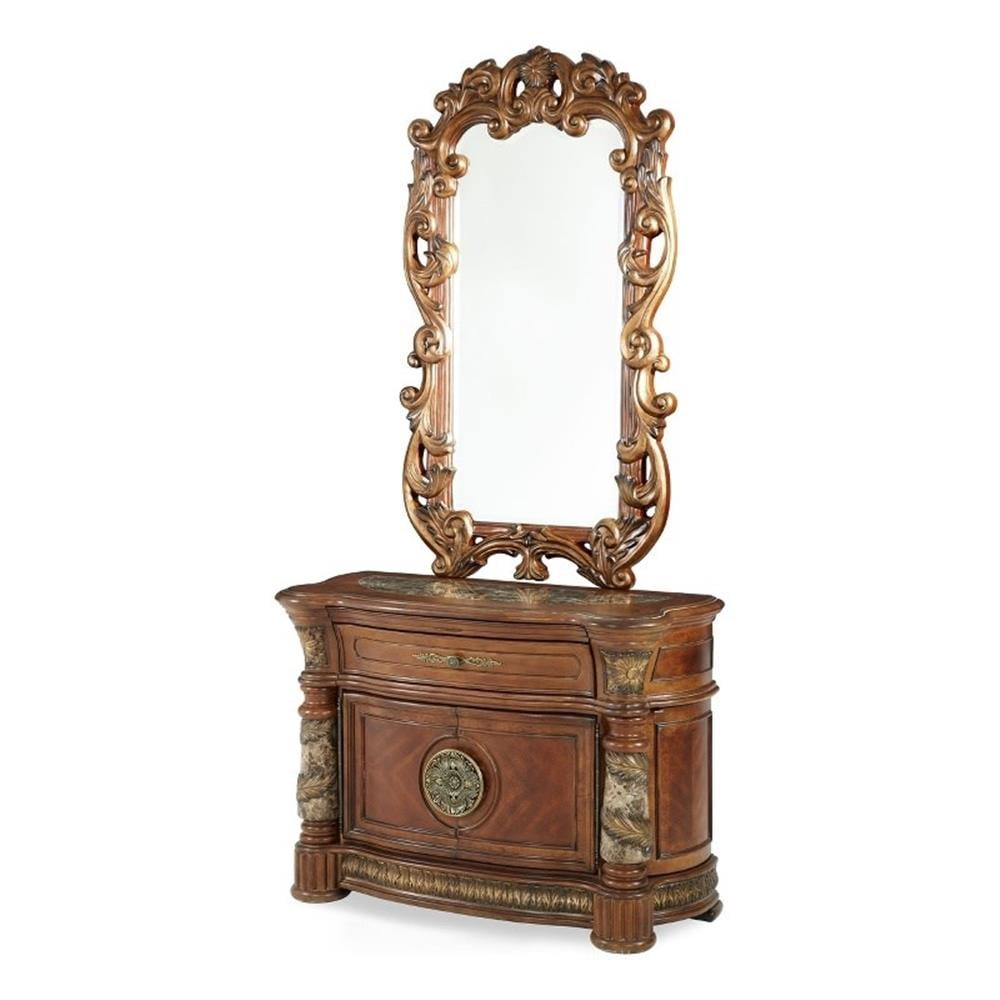 Michael Amini Villa Valencia Wood Bachelor's Chest with Mirror ...