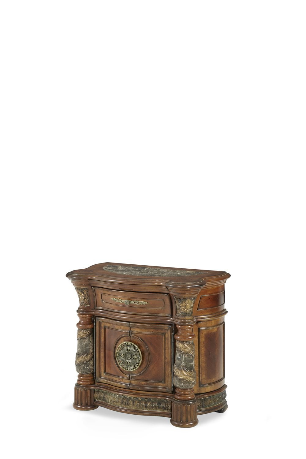 Michael Amini Villa Valencia Wood Bedside Chest - Classic Chestnut ...