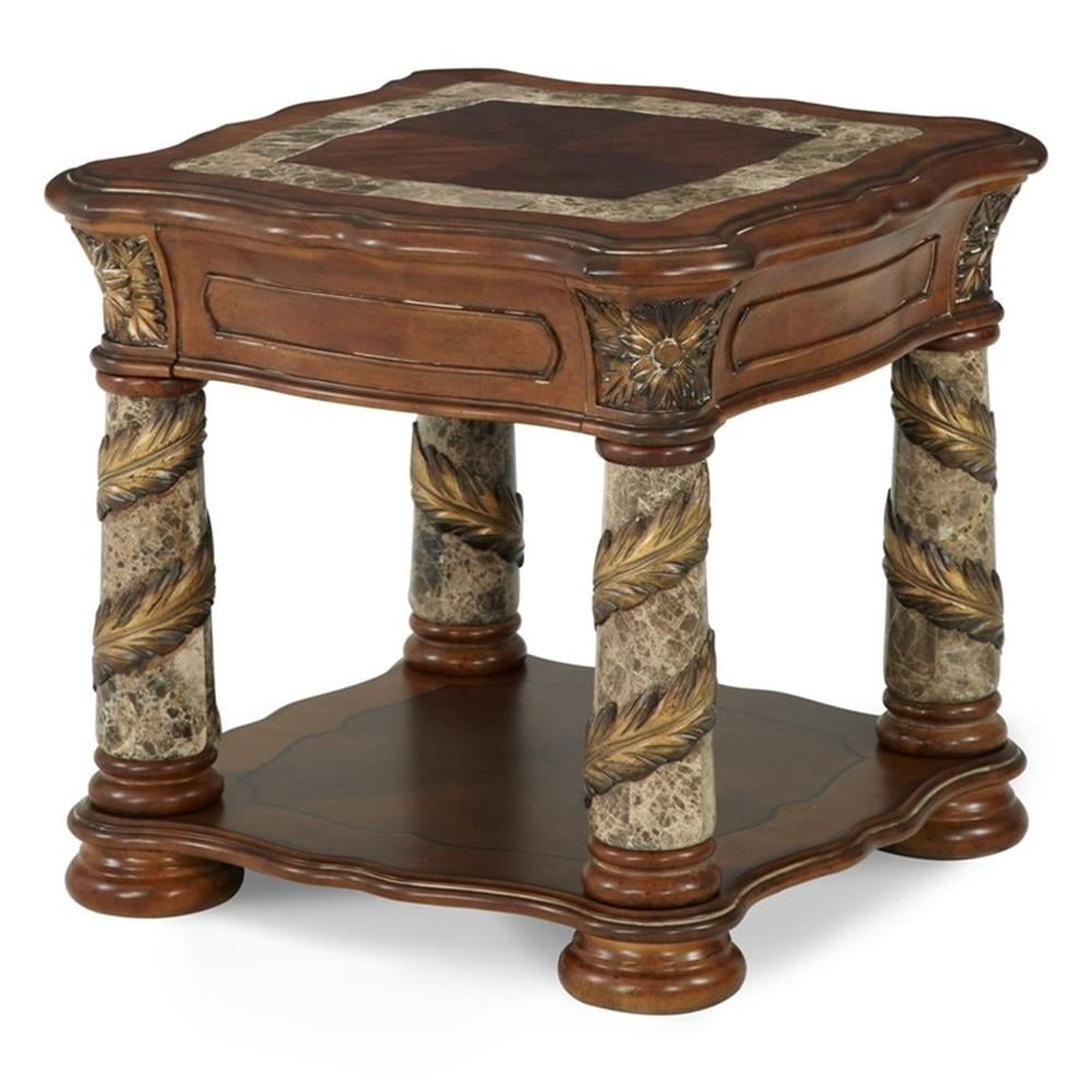 Michael Amini Villa Valencia Wood End Table - Classic Chestnut ...