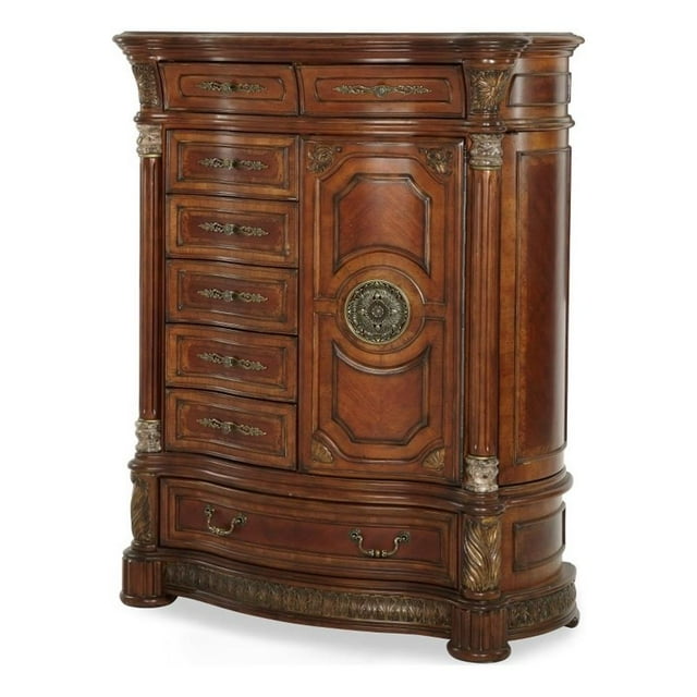 Michael Amini Villa Valencia Wood Gentleman's Chest - Classic Chestnut ...
