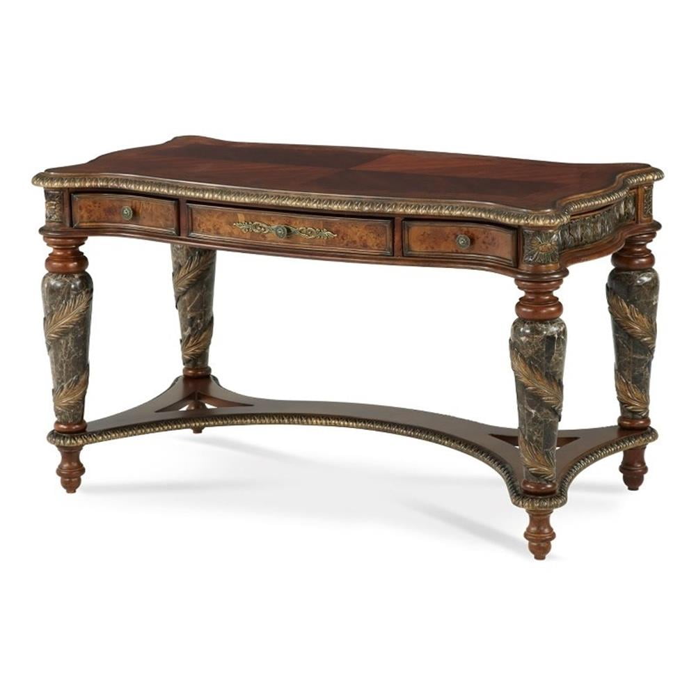 Michael Amini Villa Valencia Wood Writing Desk - Classic Chestnut ...
