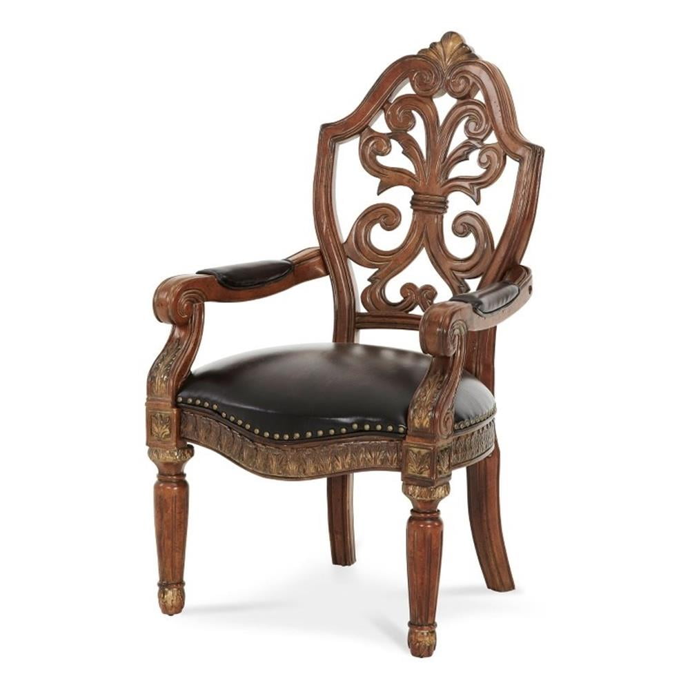 Michael Amini Villa Valencia Wood and Leather Desk Chair - Classic ...