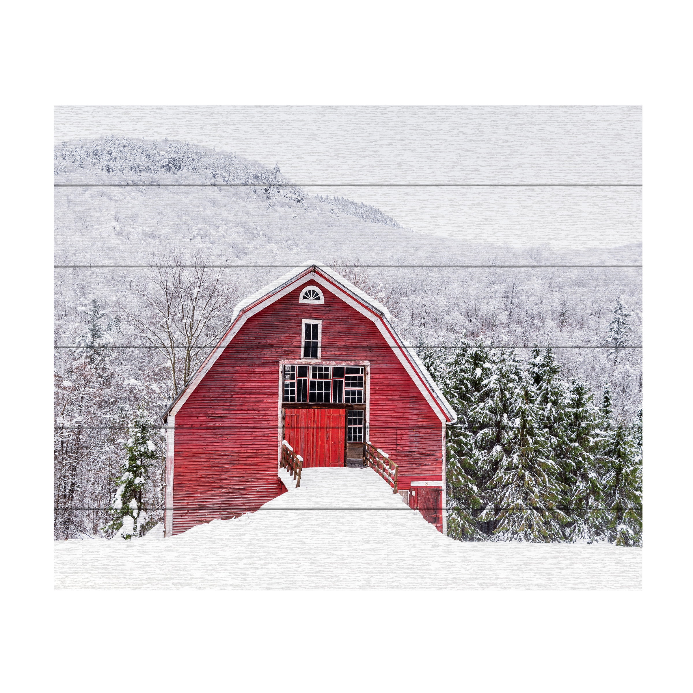 Michael Blanchette Photography 'Red Barn White Hill' Wood Slat Art ...