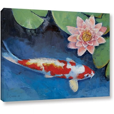ArtWall Koi Fish and Water Lily Coastal Canvas Wall Art by Michael ...