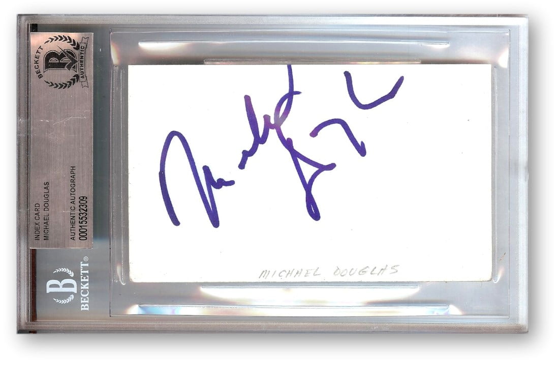 Michael Douglas Signed Autographed Index Card Basic Instinct Wallstreet ...