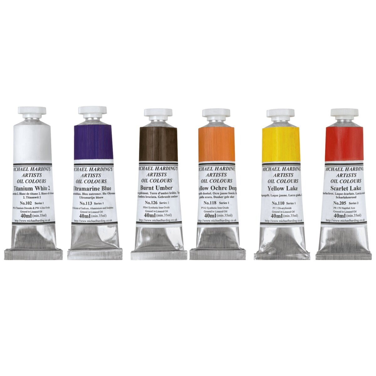 Michael Harding Artists Oil Color - Set of 6, Starter Colors, 40 ml ...