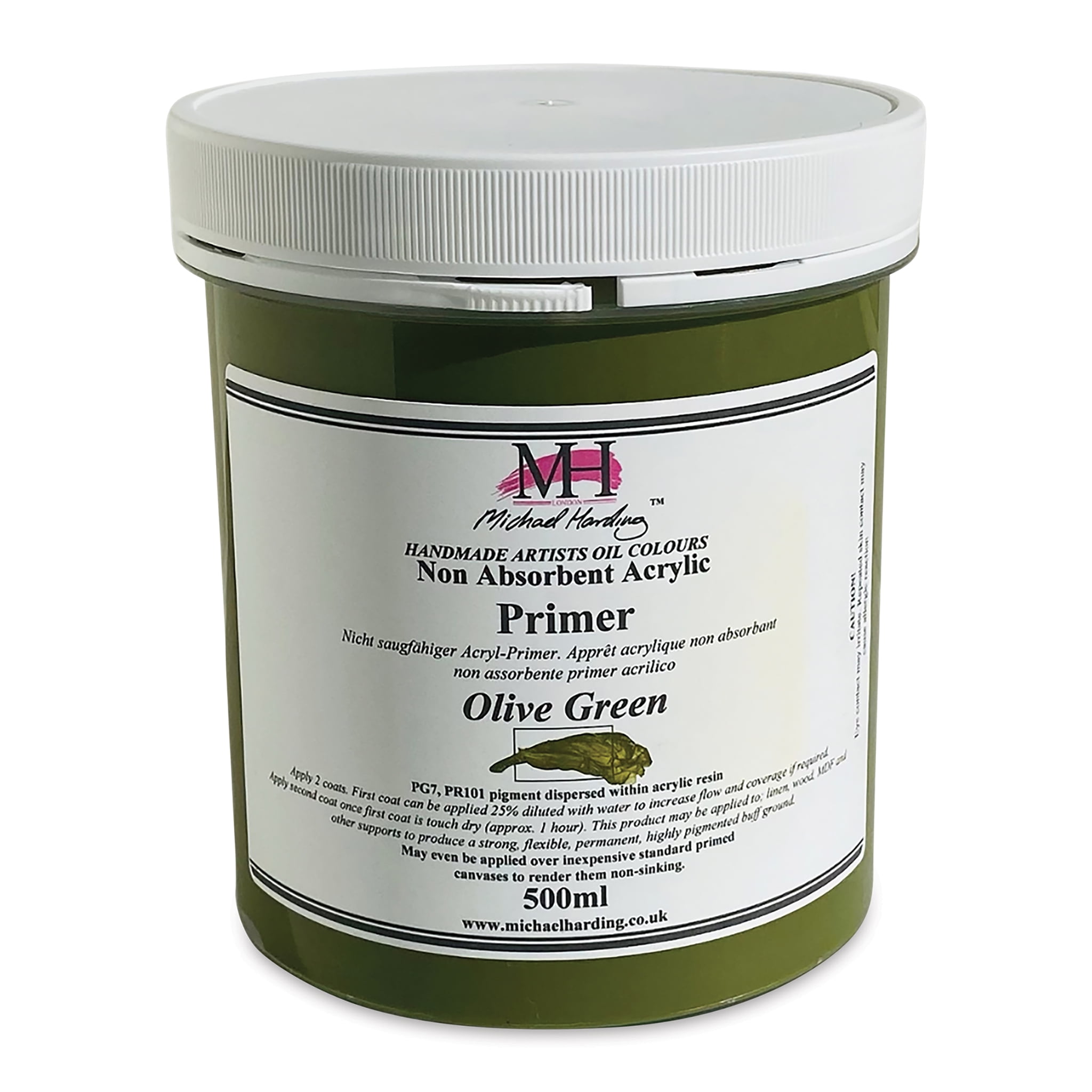 Michael Harding, Non-Absorbent Acrylic Primer, Olive Green, 500ml ...