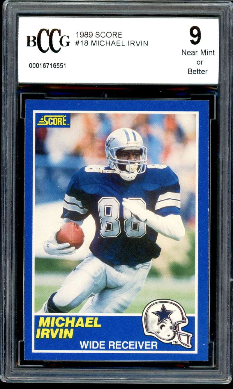 Michael Irvin Rookie Card 1989 Score #18 BGS BCCG 9 - Walmart.com