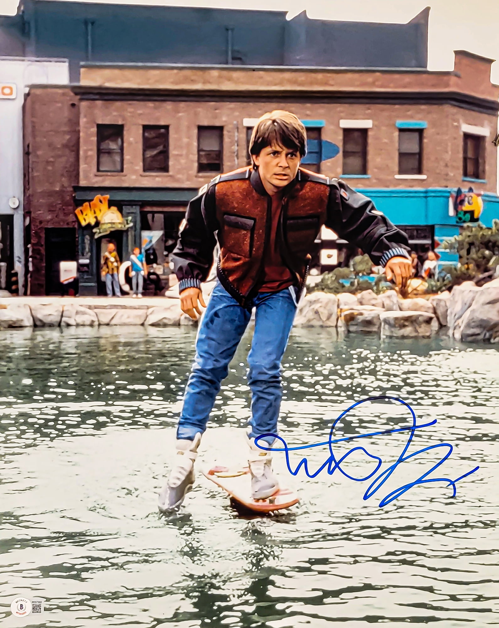 Michael J. Fox Autographed 16x20 Photo Back To The Future Hoverboard ...