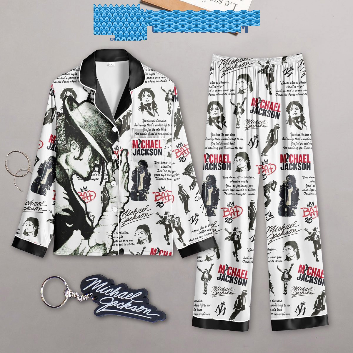 Michael Jackson Black And White Polyester Pajamas Set - Walmart.com