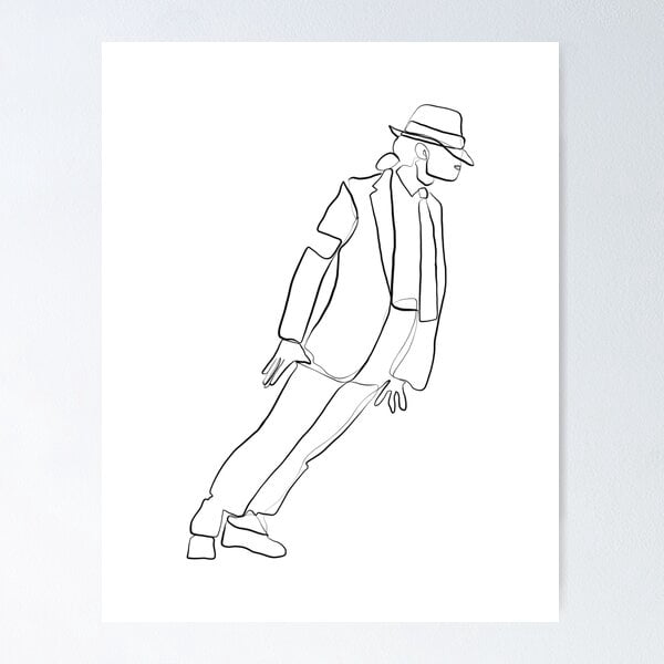 Michael Jackson King Of Pop One Line Drawing Art Print Poster Wall Art ...