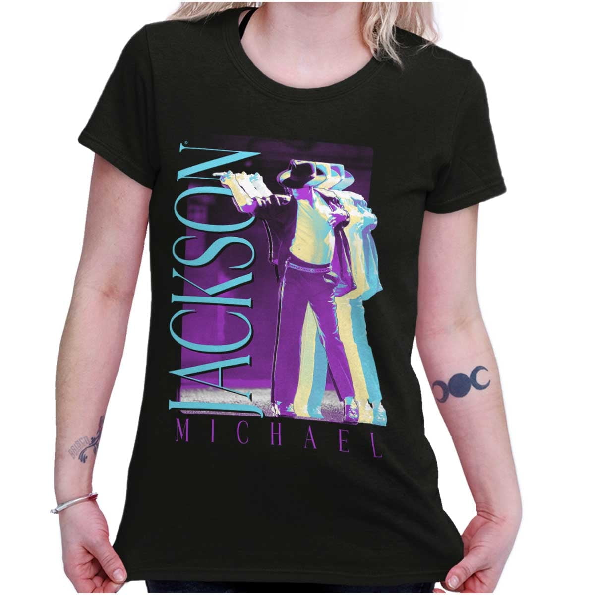 Michael Jackson MJ Dance Glitch Womens Fitted Plus Size Graphic Tee ...