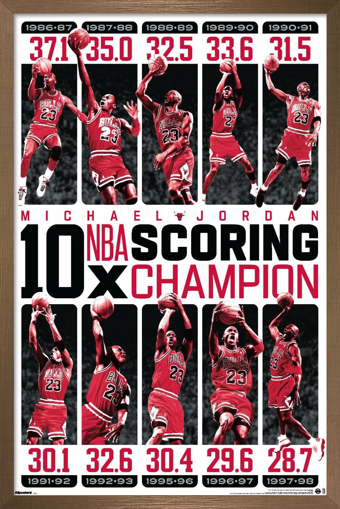 Michael Jordan - 10x NBA Scoring Champion Wall Poster, 22.375" x 34 ...