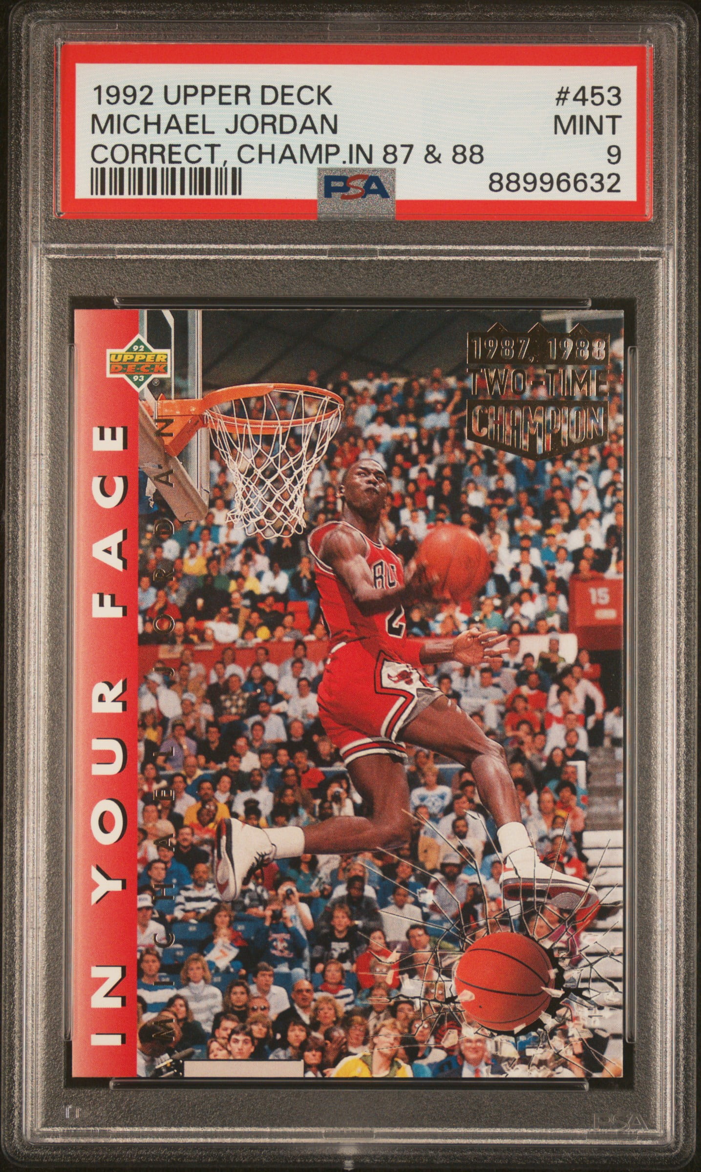 Michael Jordan 1992 Upper Deck Champ 1987 & 1988 Card #453 Graded PSA 9 ...