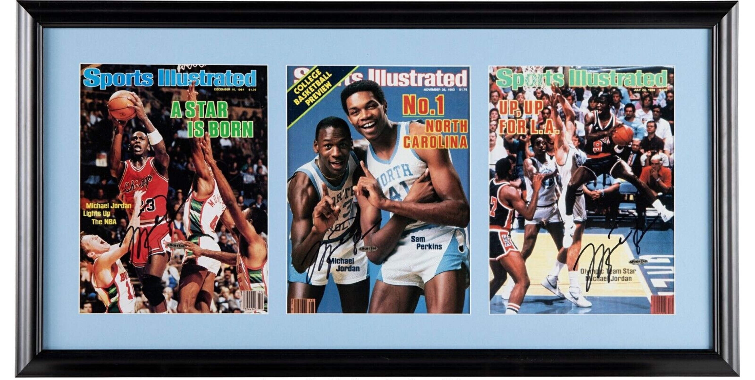 Michael Jordan (3) Signed First Sports Illustrated Covers Display PSA ...
