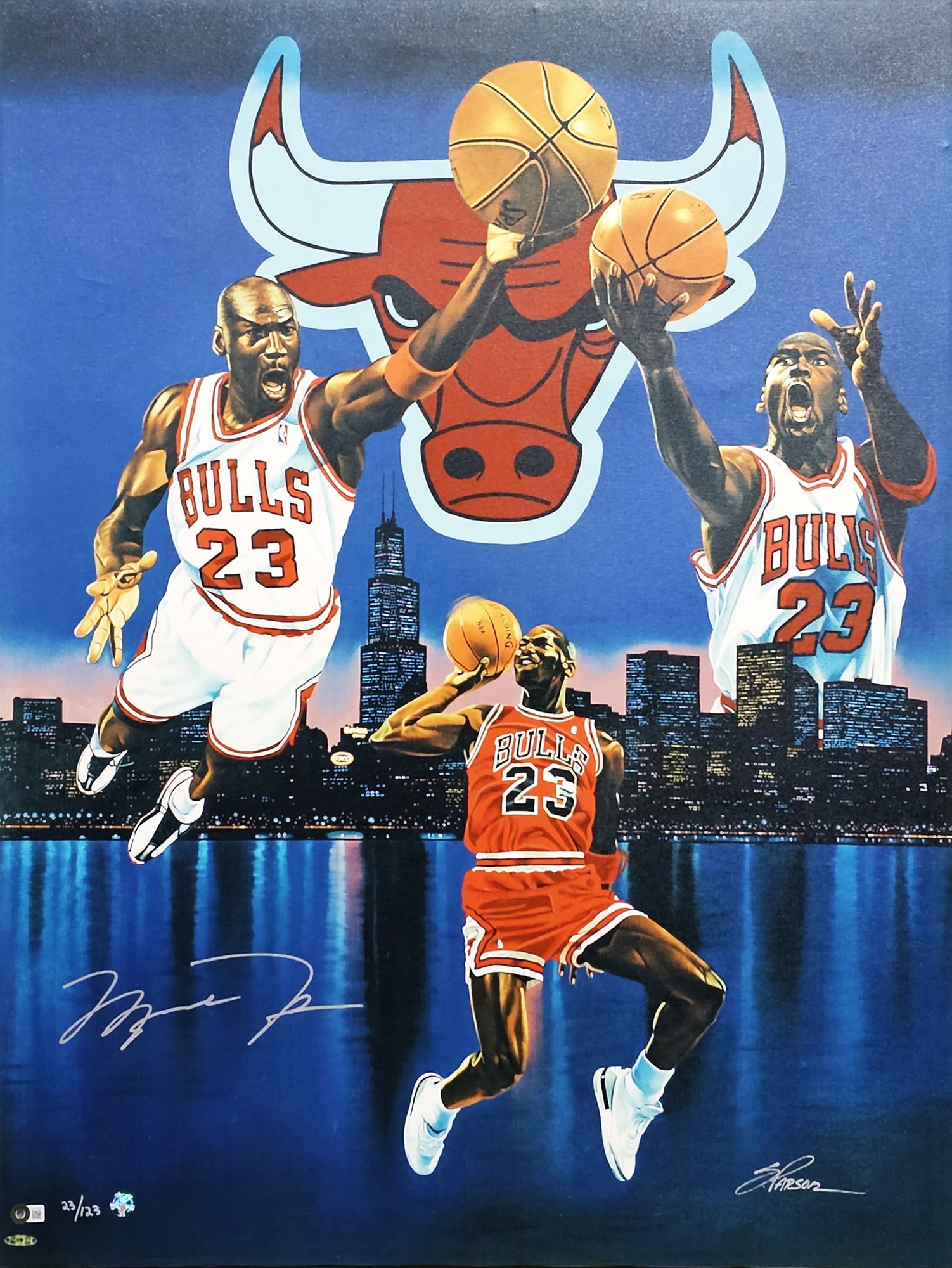 Michael Jordan Autographed 30x40 Chicago's Finest Canvas Photo Chicago ...