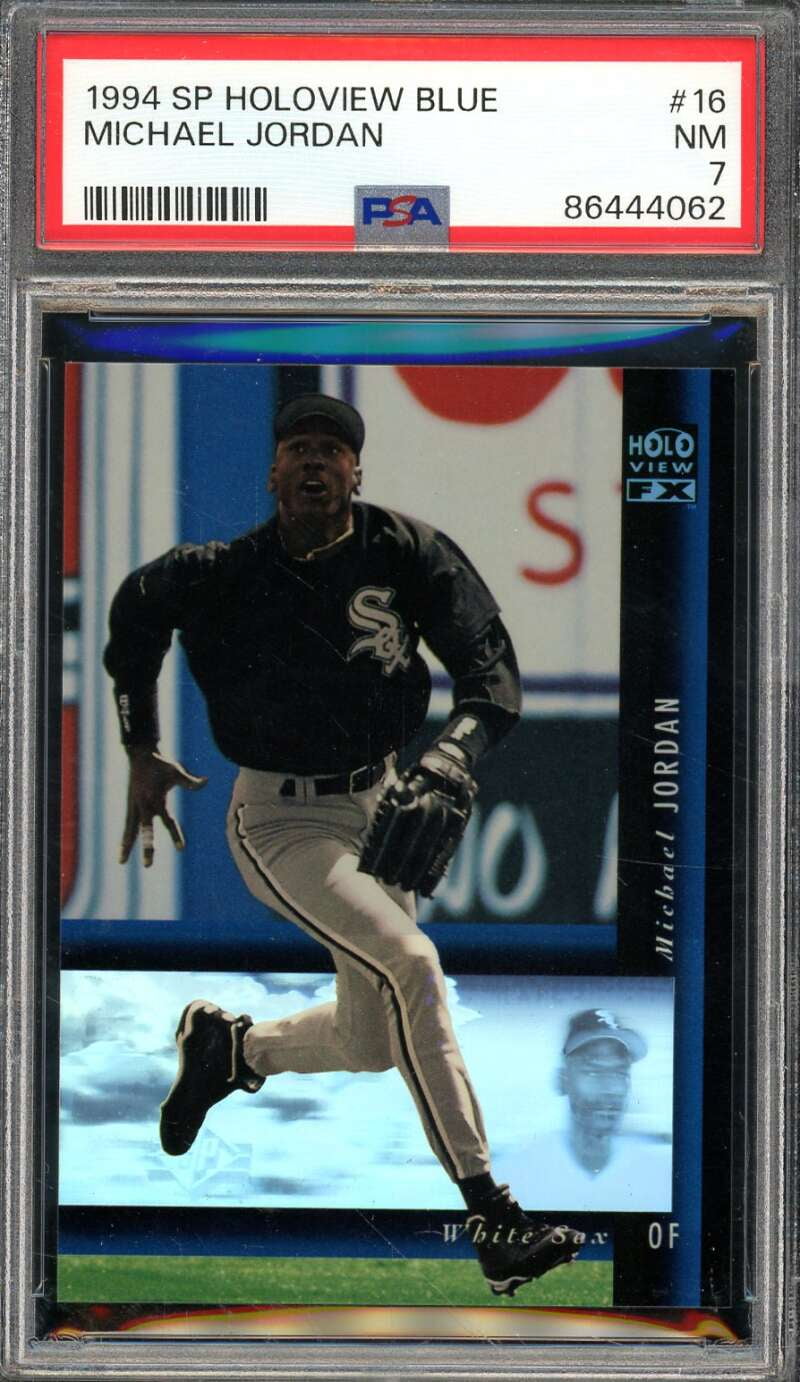 Michael Jordan Baseball Rookie Card 1994 SP Holoview Blue #16 PSA 7 ...