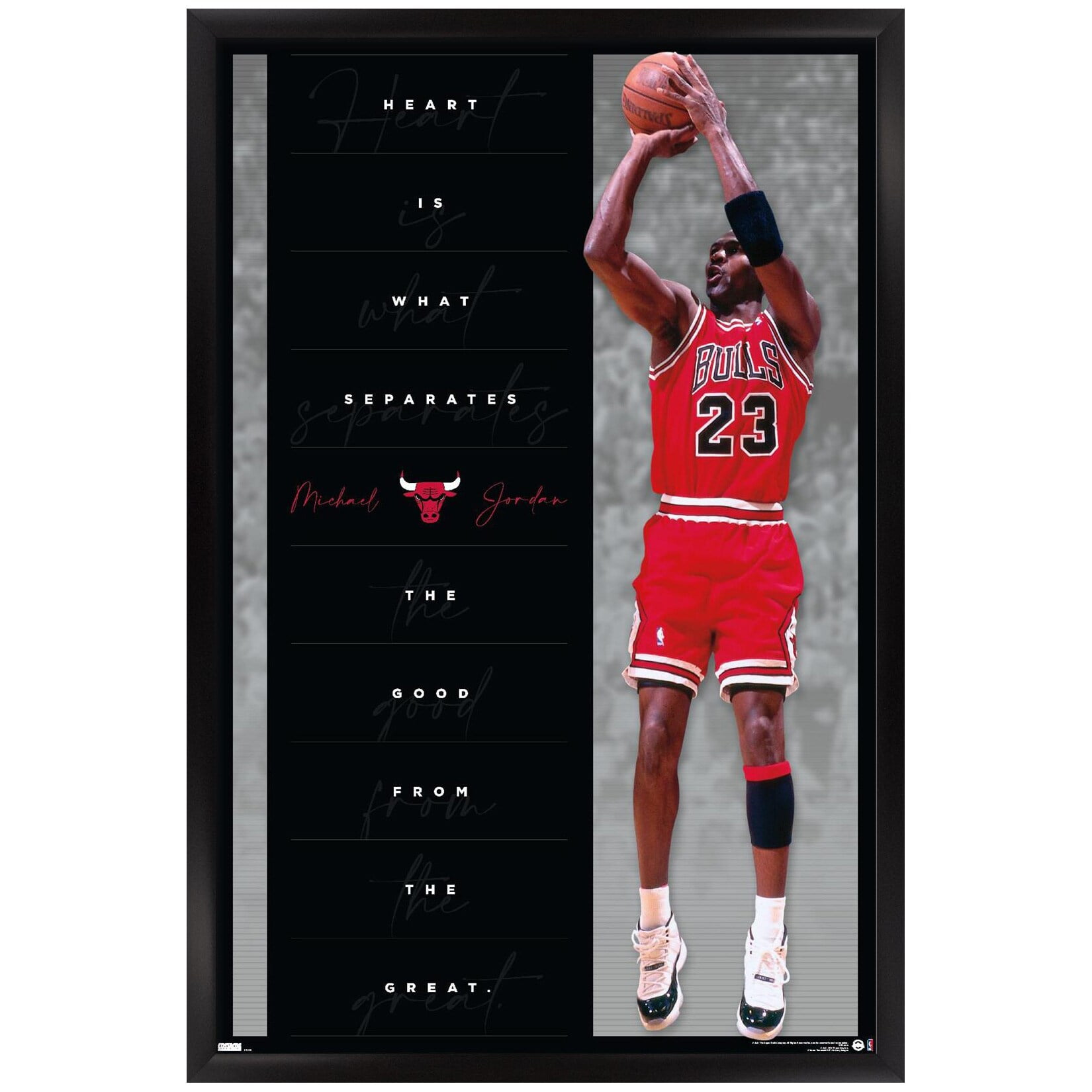 Michael Jordan Bulls 24.25'' x 35.75'' Framed Player Heart Poster ...