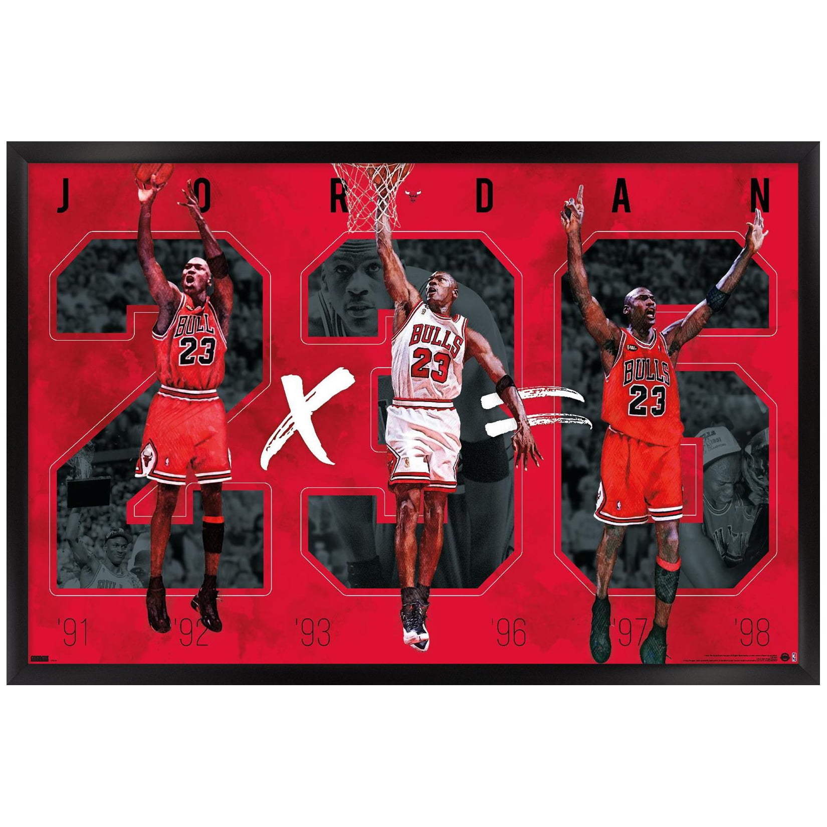 Michael Jordan Bulls 35.75'' x 24.25'' Framed Player Number Poster ...