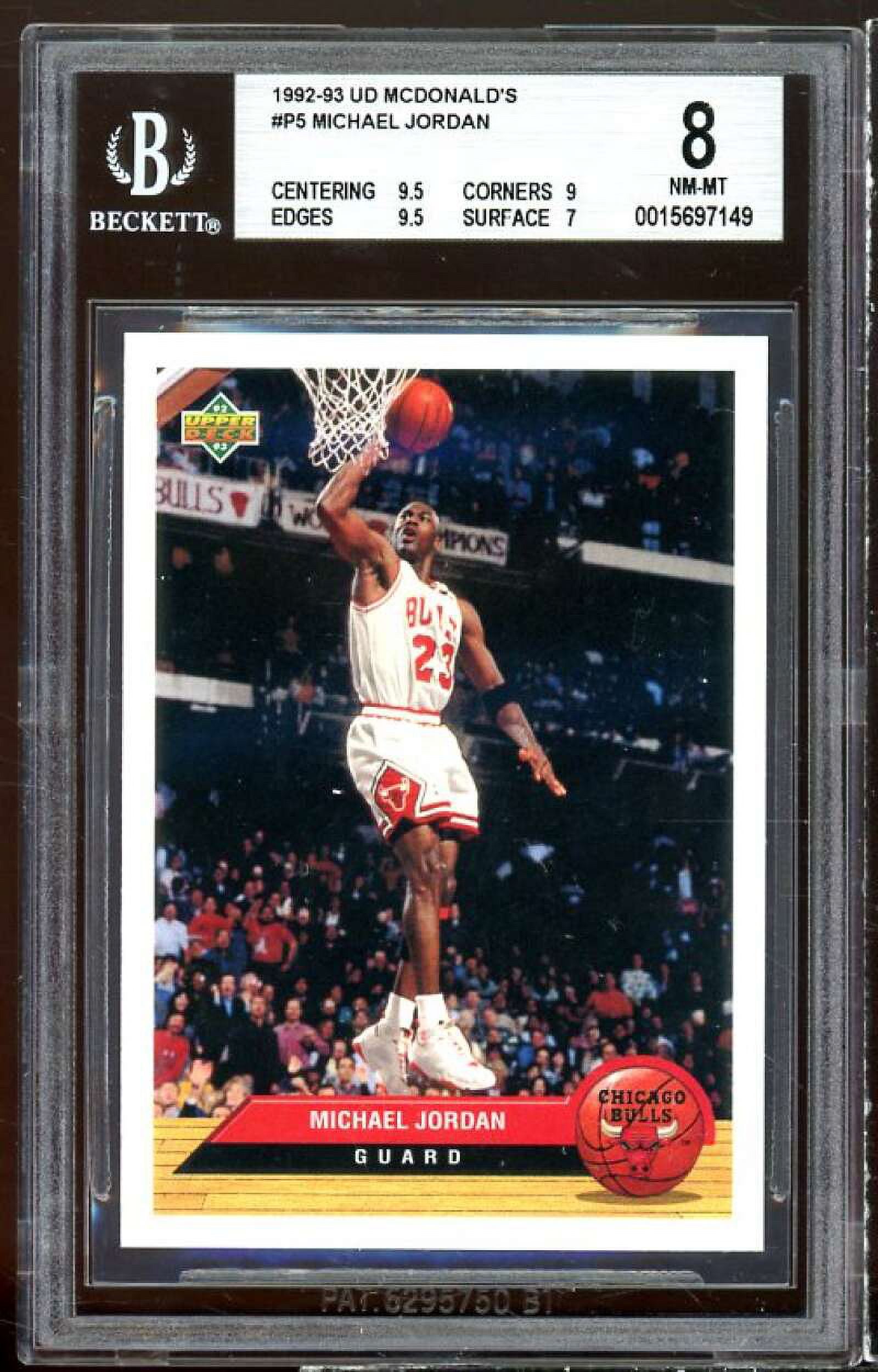 Michael Jordan Card 1992-93 Upper Deck McDonald's #P5 BGS 8 (9.5 9 9.5 ...