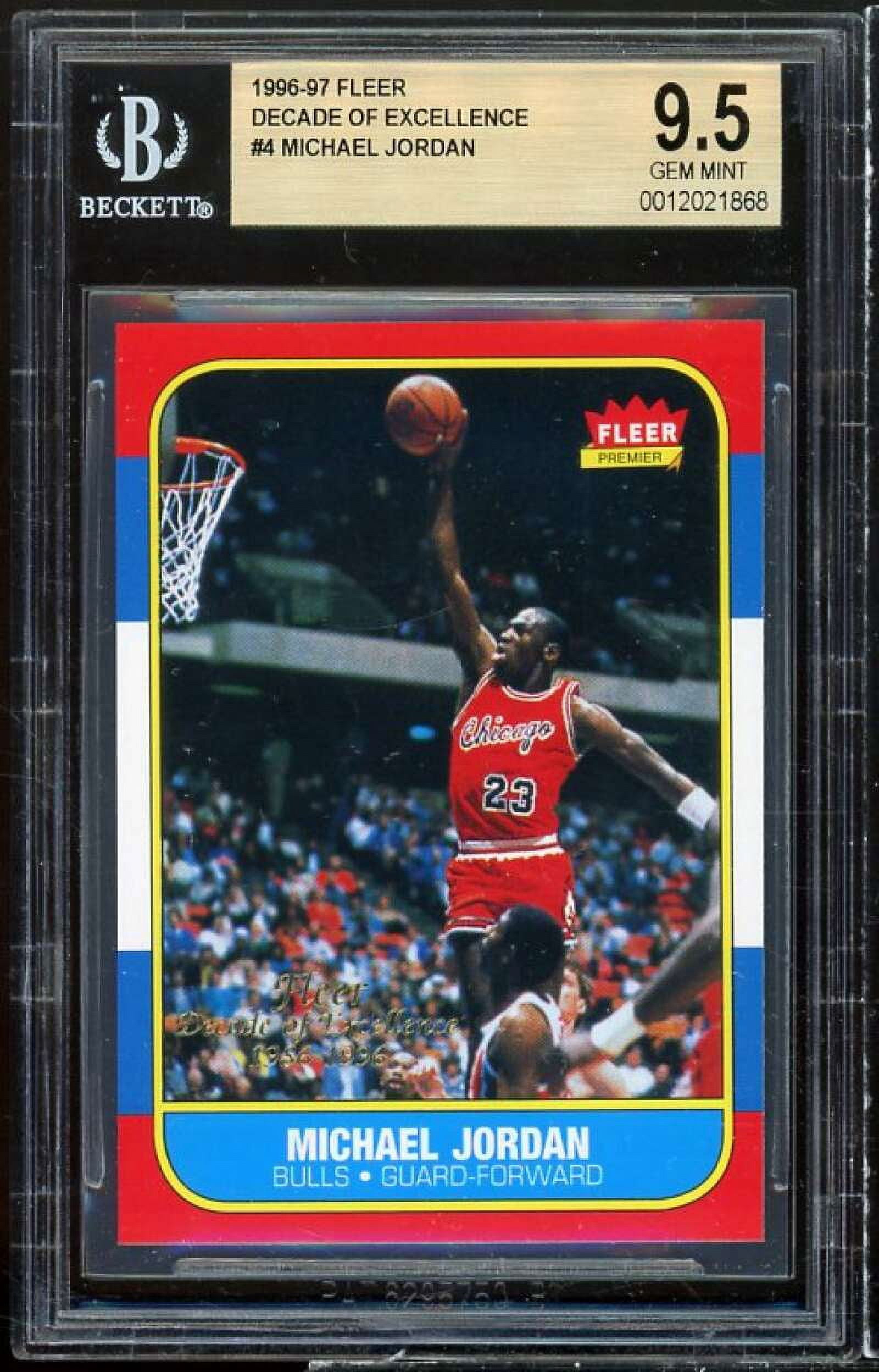Michael Jordan Card 1996-97 Fleer Decade Of Excellence #4 BGS 9.5 ...