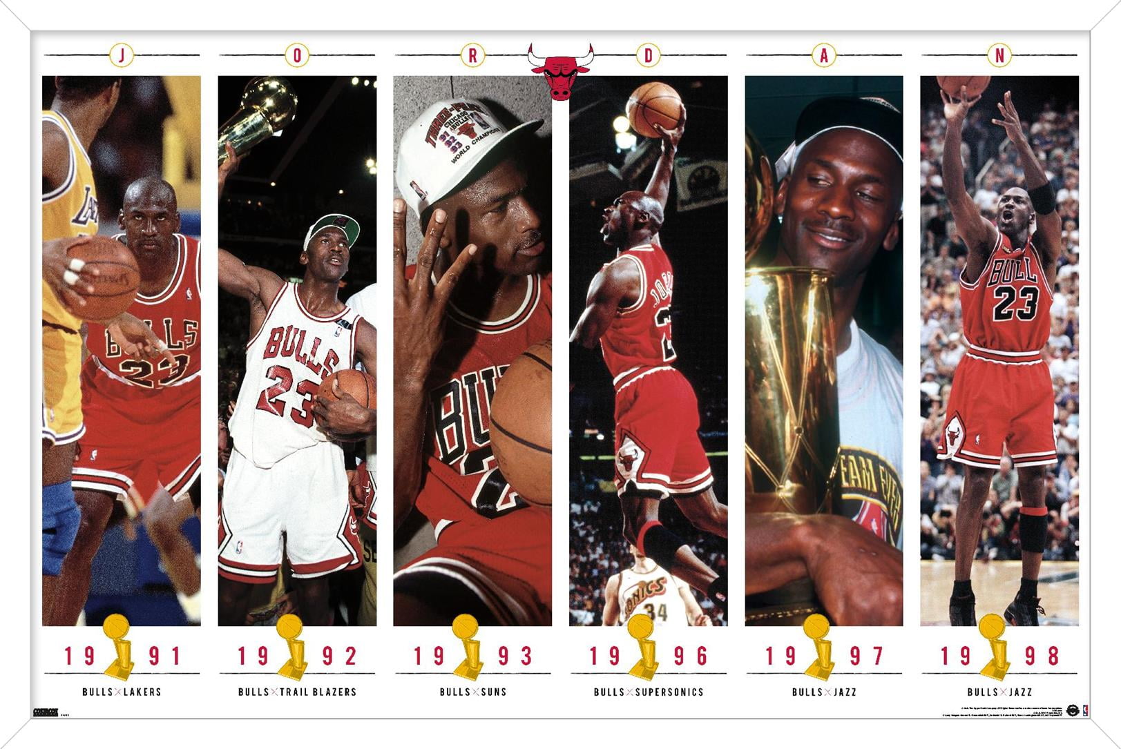 Michael Jordan - Championships Wall Poster, 14.725" x 22.375" Framed ...