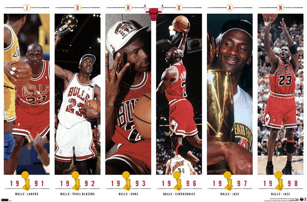 Michael Jordan - Championships Wall Poster, 14.725" x 22.375" - Walmart.com