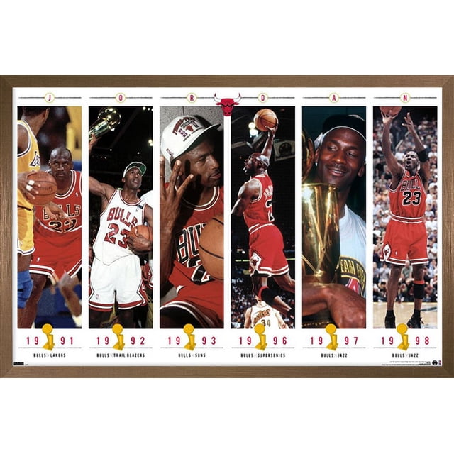 Michael Jordan - Championships Wall Poster, 22.375" x 34" Framed ...
