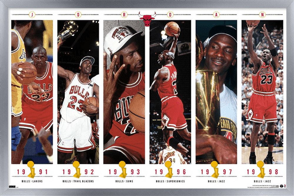 Michael Jordan - Championships Wall Poster, 22.375" x 34" Framed ...
