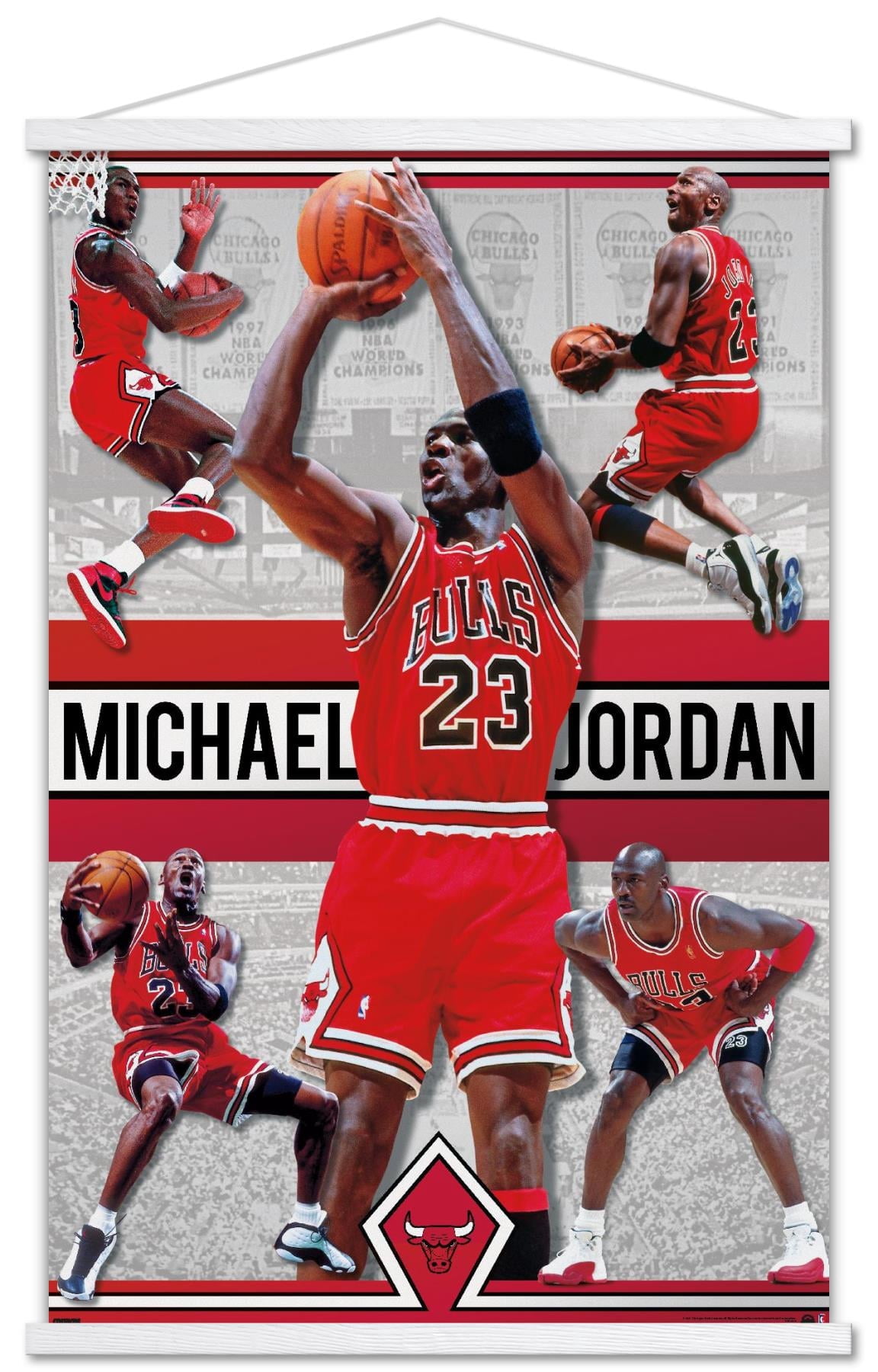 Michael Jordan - Collage Wall Poster with Wooden Magnetic Frame, 22.375 ...