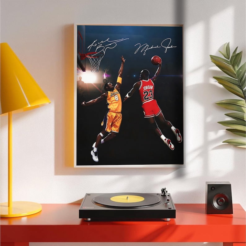 Michael Jordan Guarding Kobe Bryant NBA Legendary Matchup Poster 8x12 ...