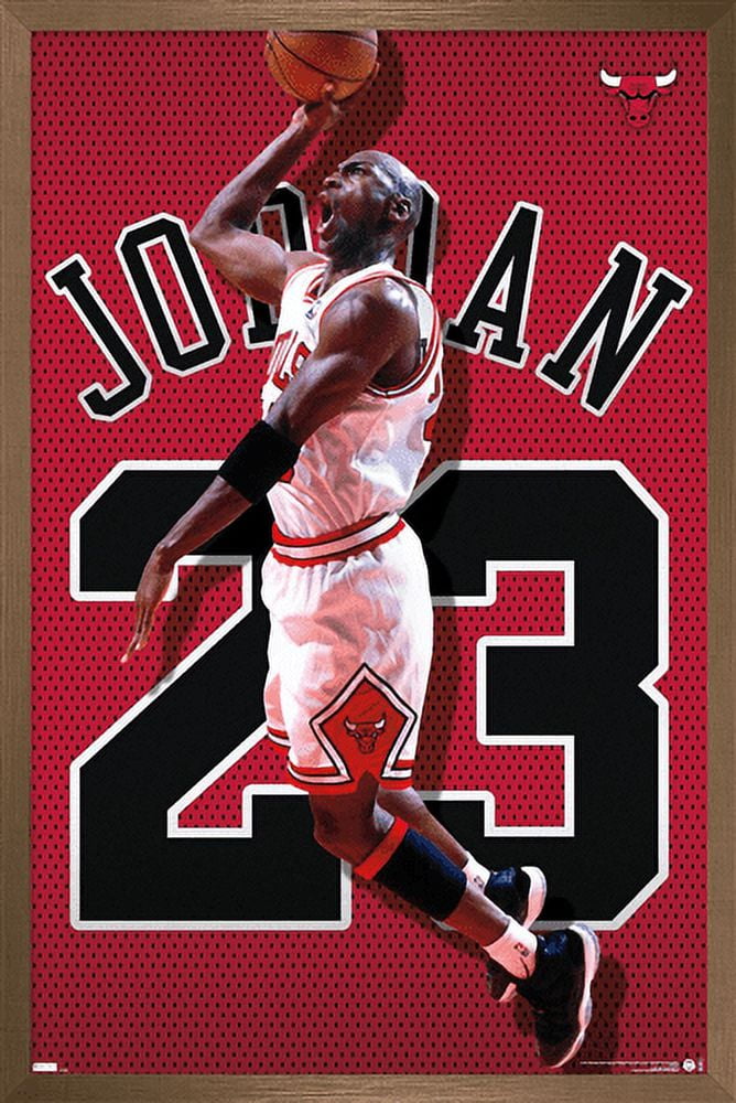 Michael Jordan - Jersey Wall Poster, 22.375" x 34", Framed - Walmart.com