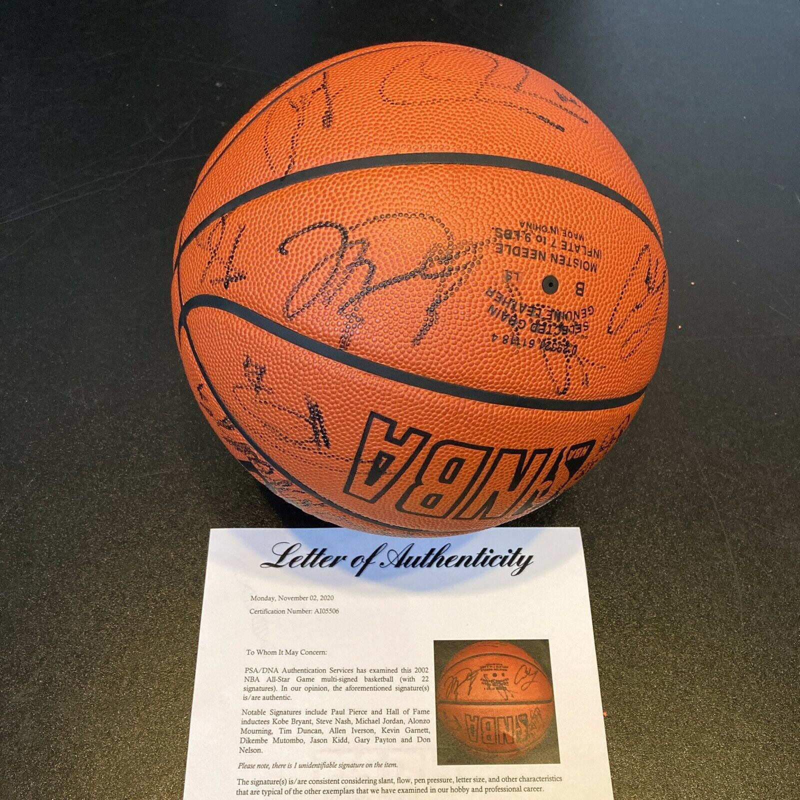 Michael Jordan Kobe Bryant 2002 All Star Game Signed Basketball PSA DNA ...