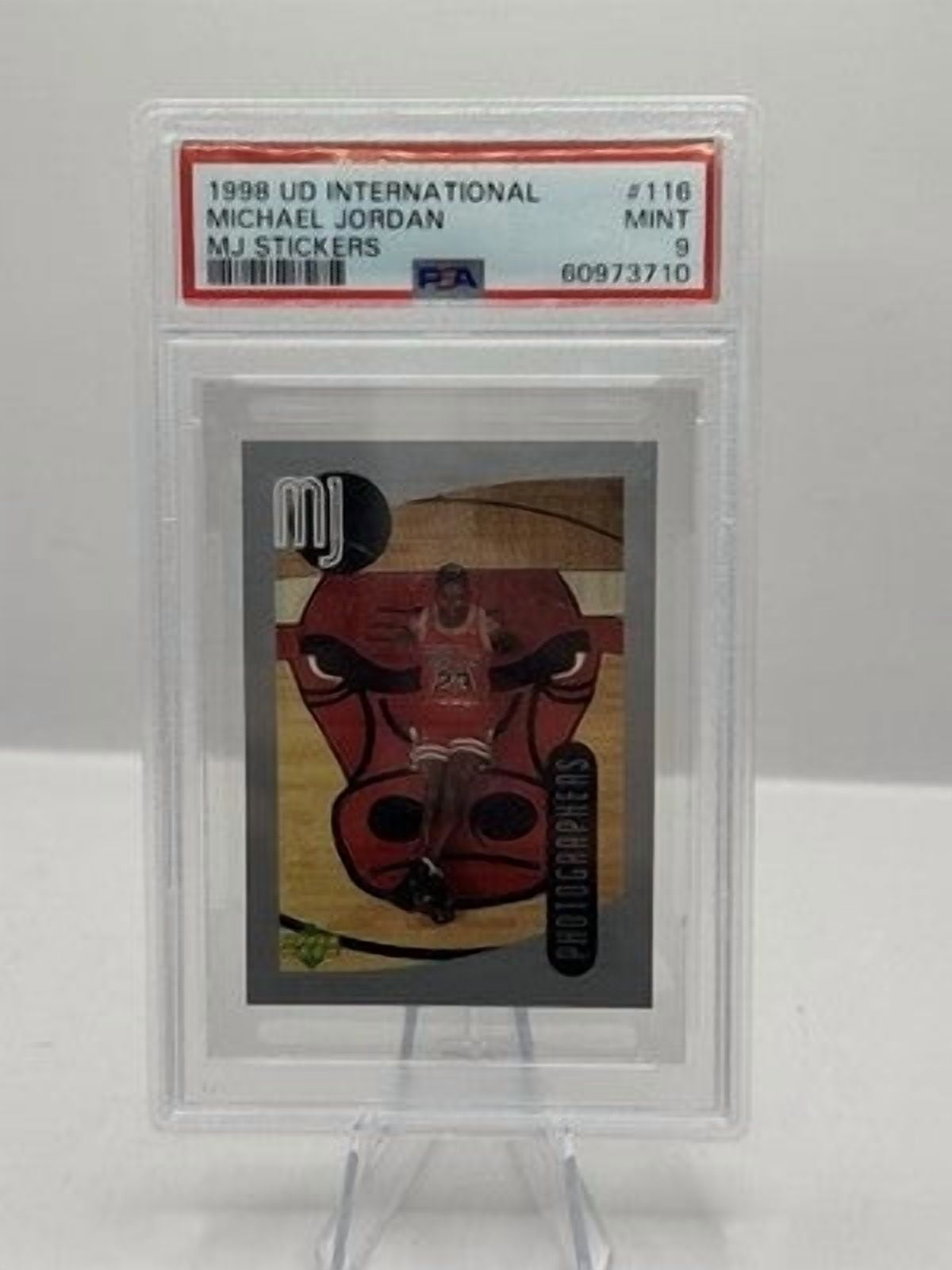 Michael Jordan MJ Stickers PSA 9 1998 Upper Deck International #116 ...