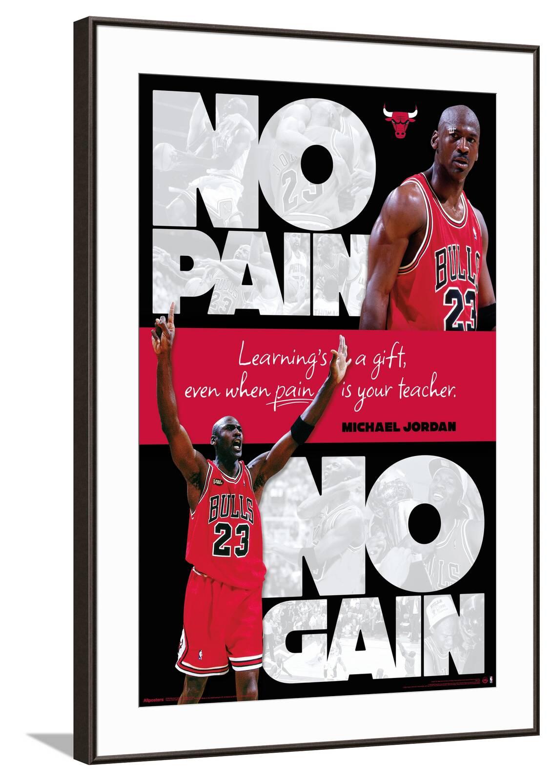 Michael Jordan - No Pain No Gain Canvas Wall Poster, 22.375" x 34 ...