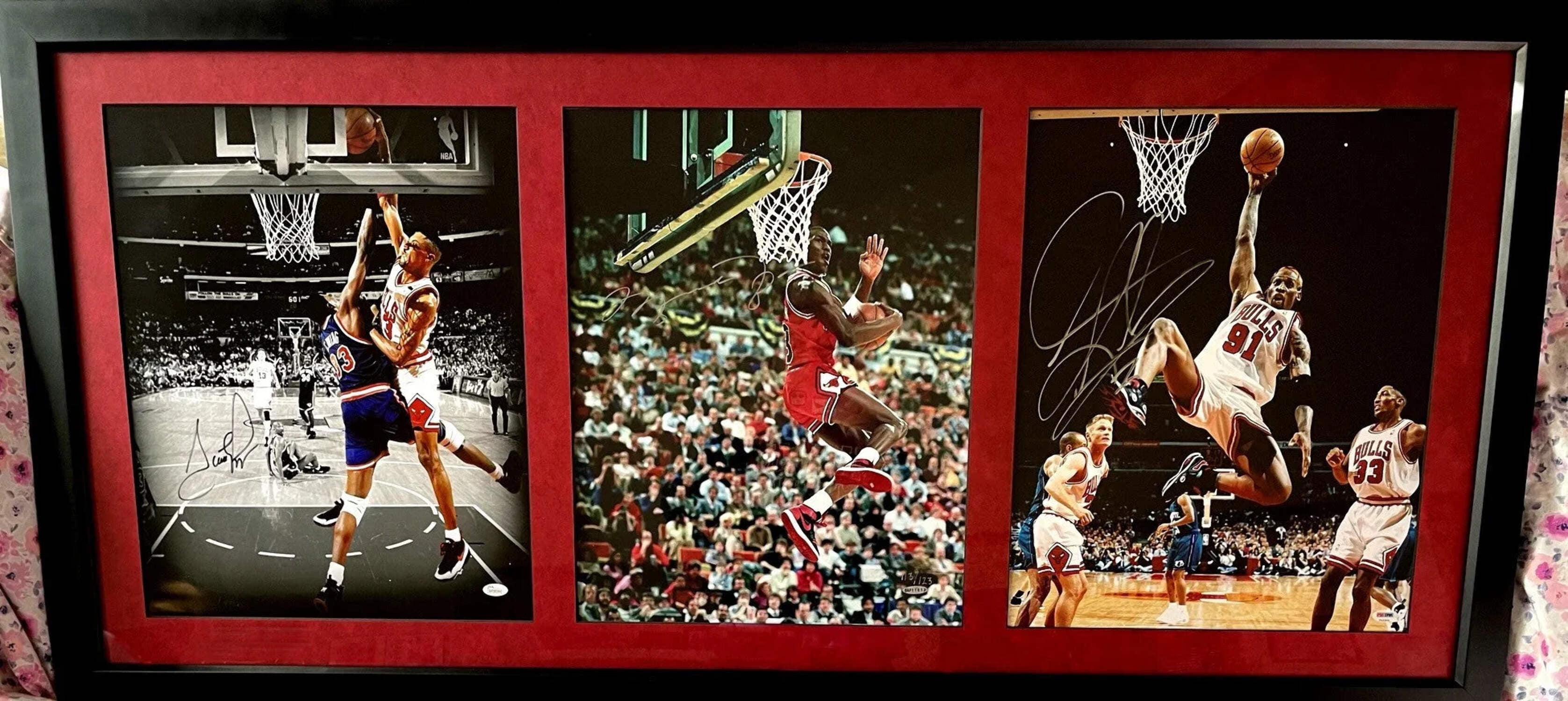 Michael Jordan Scottie Pippen Dennis Rodman autographed Chicago Bulls ...