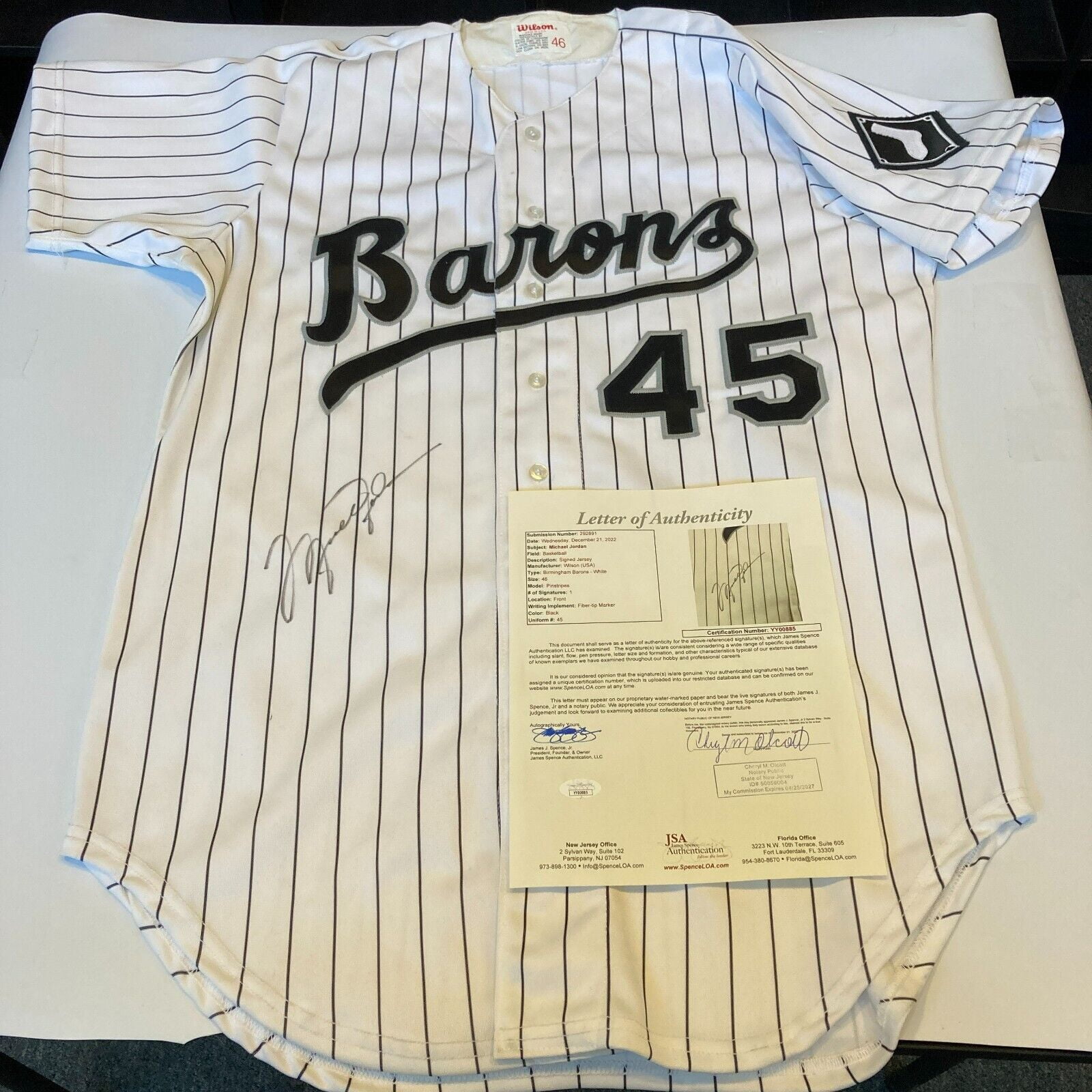Michael Jordan Signed Birmingham Barons Game Model Baseball Jersey JSA ...
