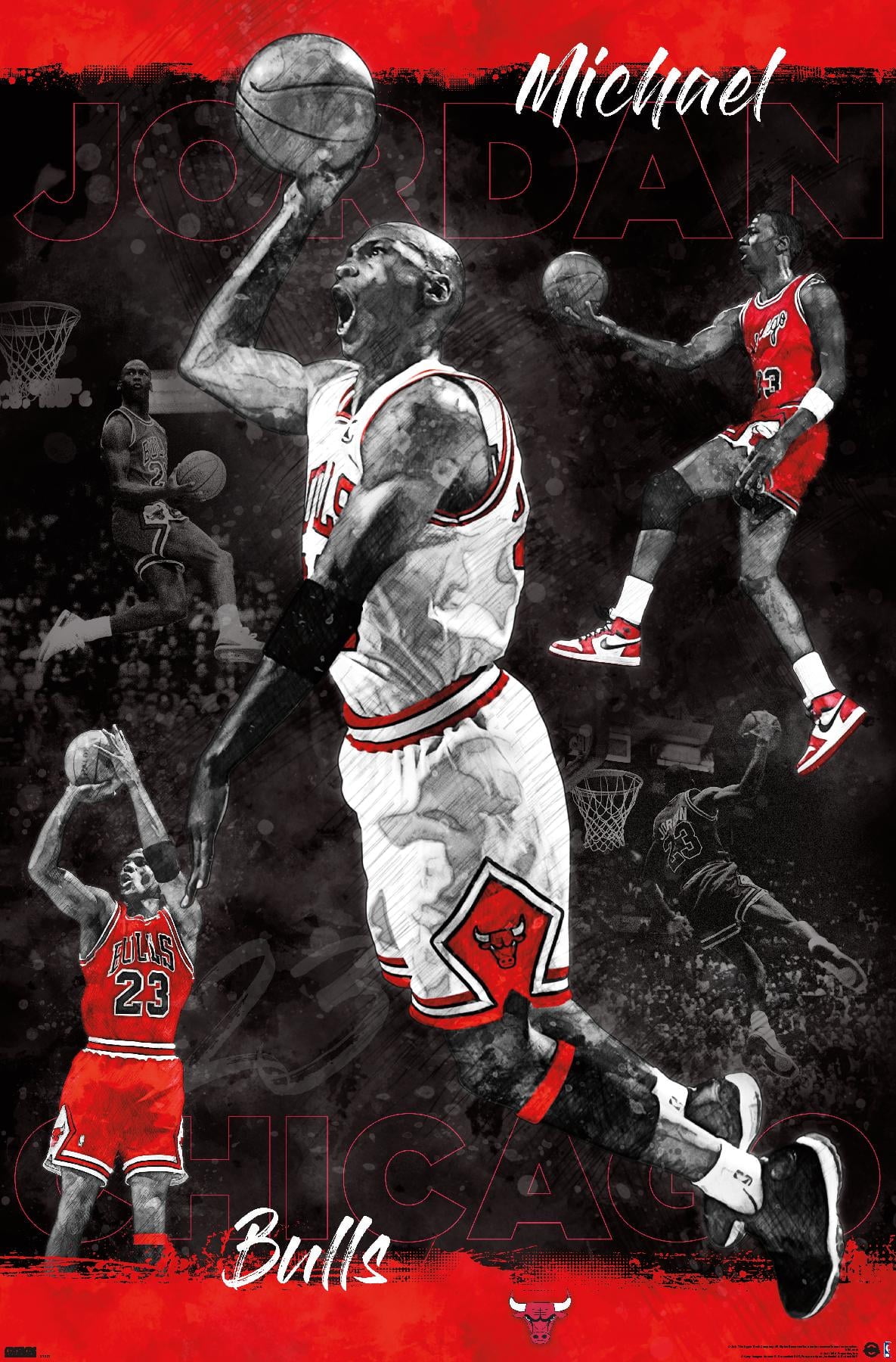 Michael Jordan - Sketch Wall Poster, 22.375" x 34" - Walmart.com