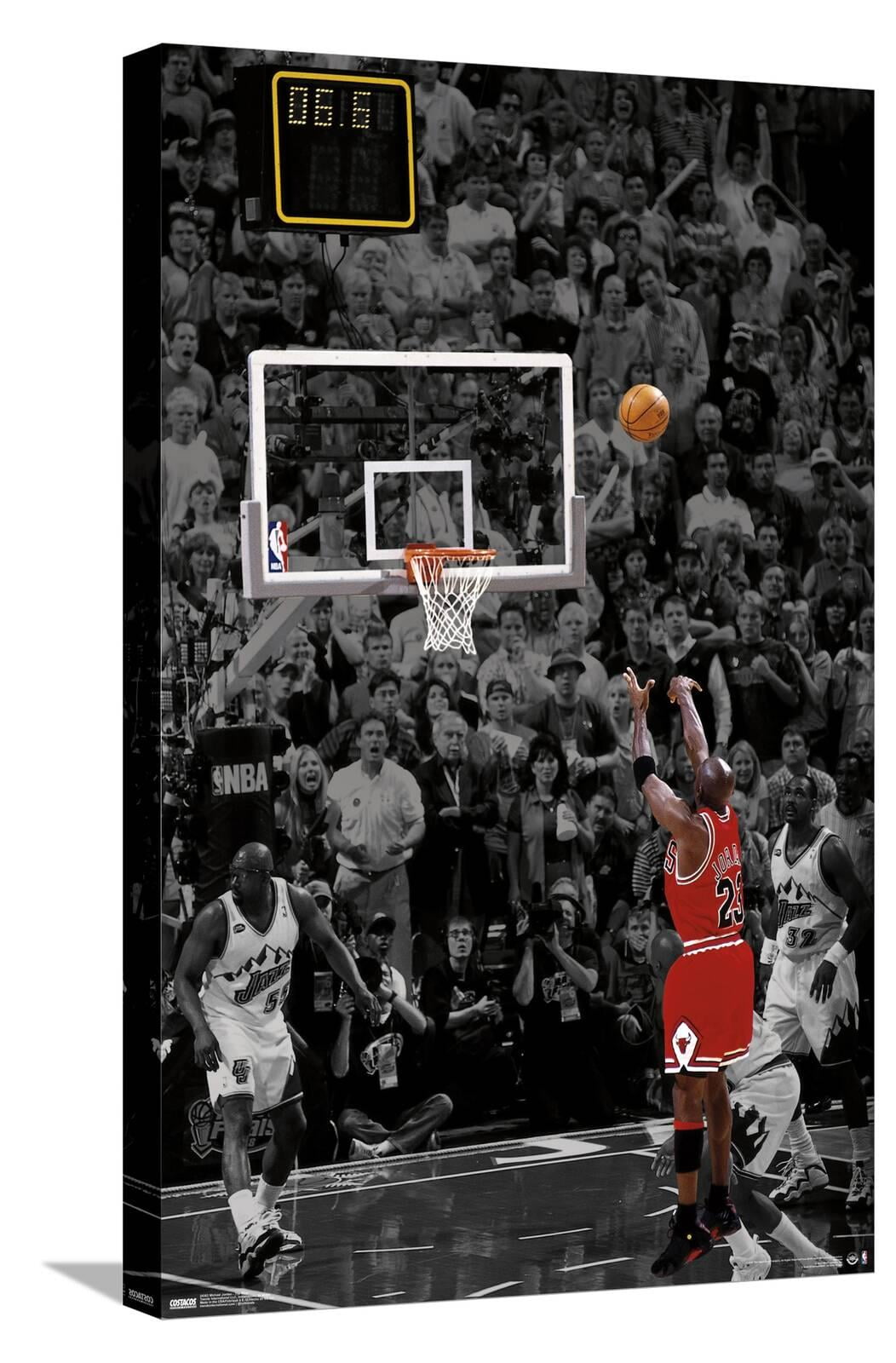 Michael Jordan - The Shot Canvas Wall Poster, 14.725" x 22.375 ...