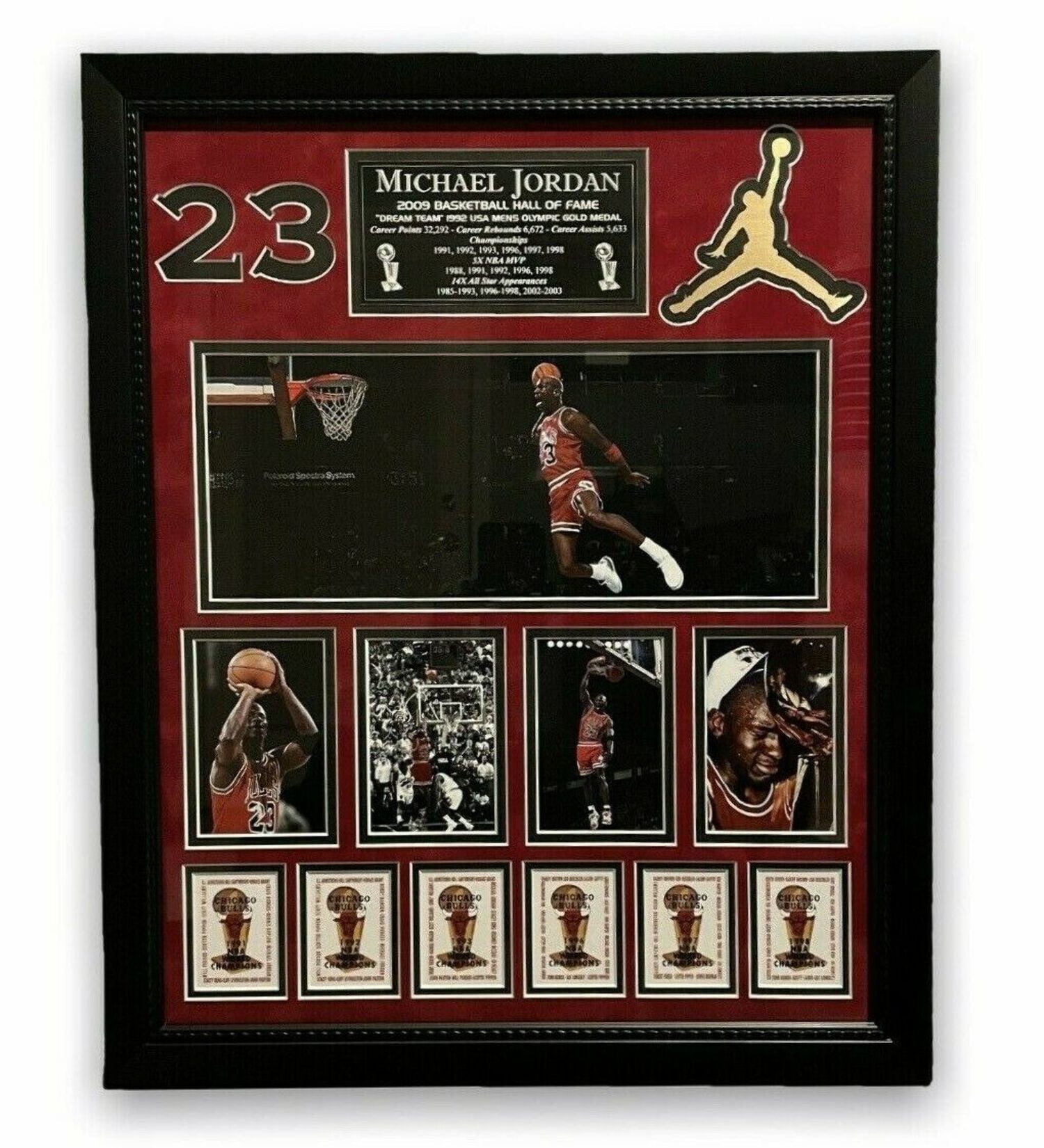 Michael Jordan Unsigned Championship Collage Framed to 16x20 - Walmart.com