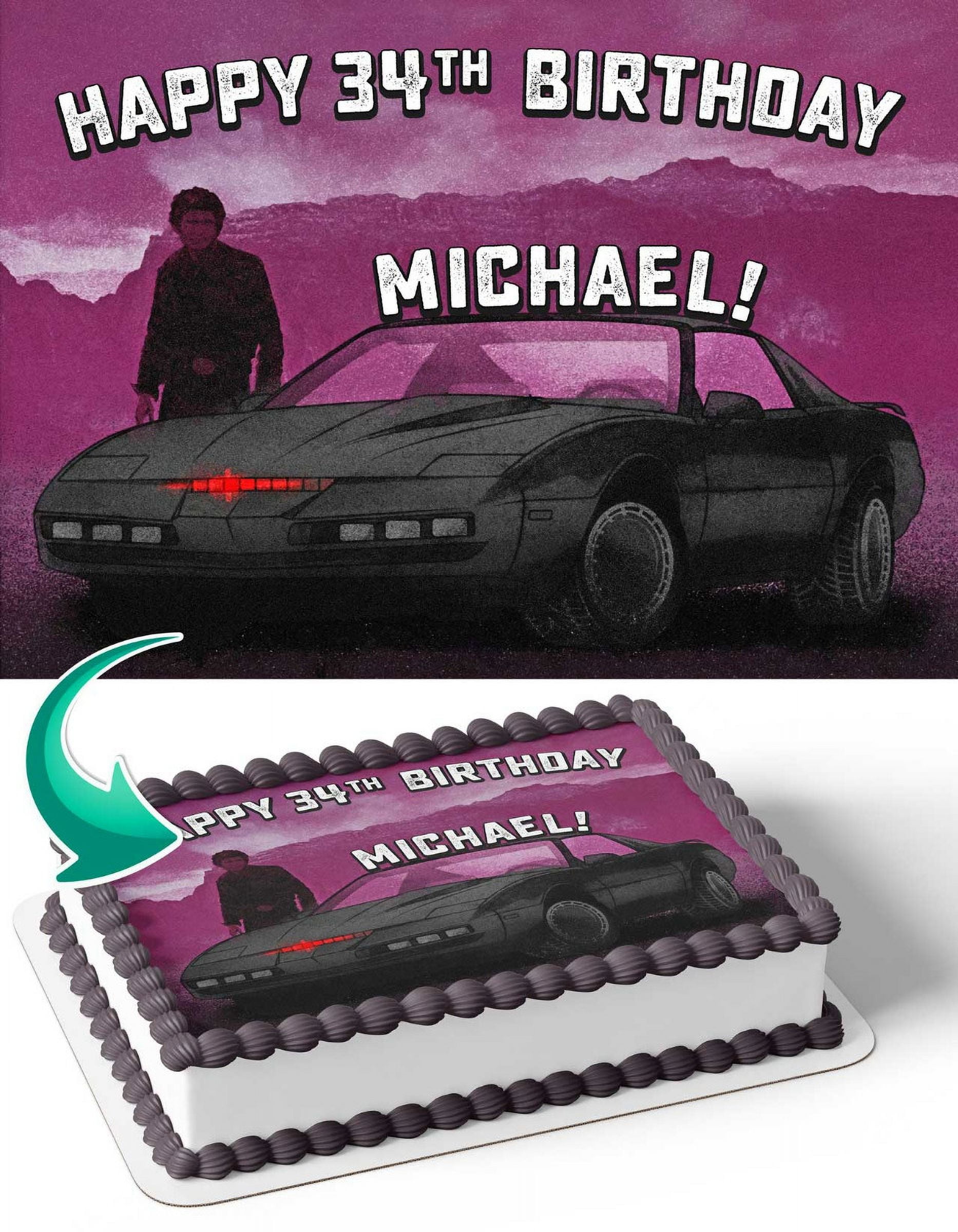Michael Knight Rider Kitt Edible Cake Image Topper Personalized ...