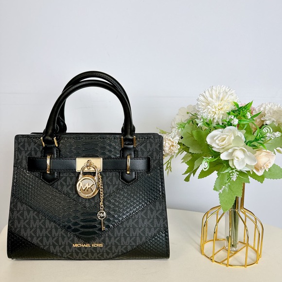 Michael Kors 35R4GHMS1L Hamilton Small Satchel Signature MK - Walmart.com