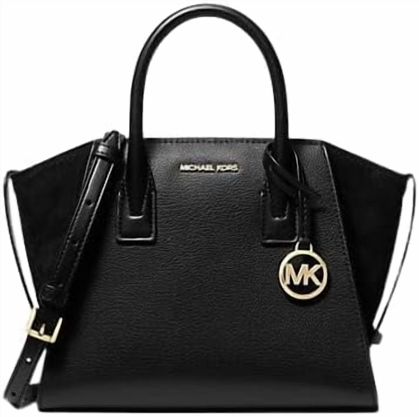 Michael Kors Avril Small Logo and Leather Satchel Black - Walmart.com